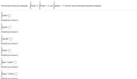 Solved The Functions F And G Are Integral Integral F X Dx Chegg Com
