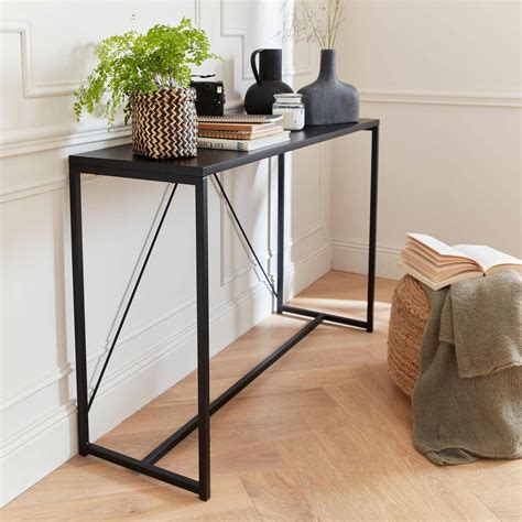 120cm Metal Console With Reinforcement Bar Black