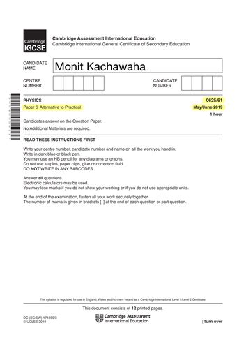 Igcse Physics Paper 6 Atp Completely Solved Teaching Resources