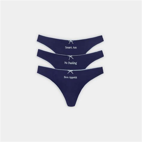 Slogan Thongs 3 Pack Navy