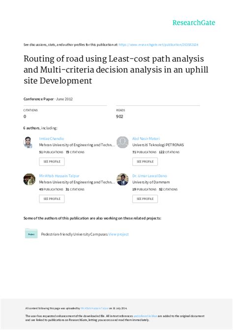 Pdf Routing Of Road Using Least Cost Path Analysis And Multi Criteria