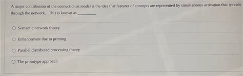 Solved A Major Contribution Of The Connectionist Model Is
