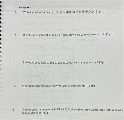 Solved 1 Write The Net Ionic Equation For The