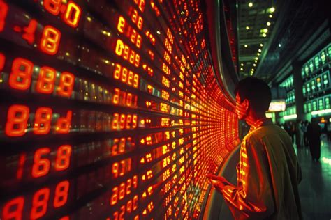 A Man Standing In Front Of A Display Of Numbers Premium Ai Generated Image