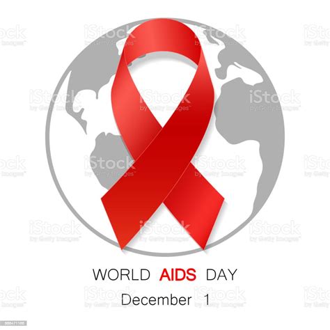 세계 에이즈 날 기호 현실적인 레드 리본 12 월 1 텍스트와 세계 에이즈의 날 개념 12월에 대한 스톡 벡터 아트 및 기타 이미지 12월 World Aids Day