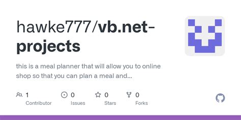 Github Hawke Vb Net Projects This Is A Meal Planner That Will Allow You To Online Shop So