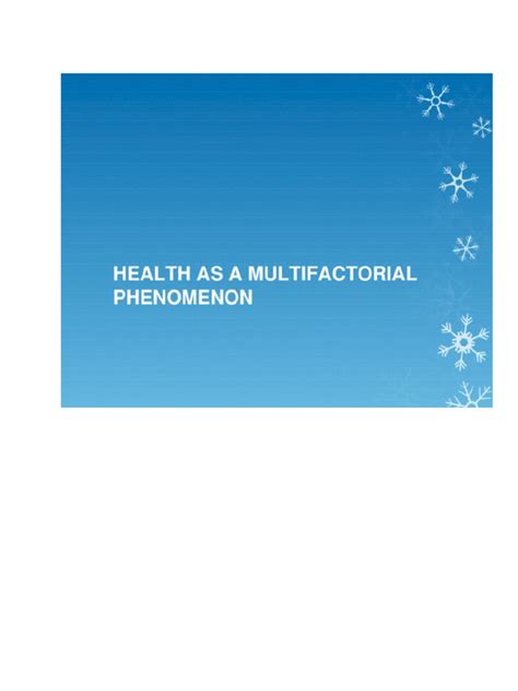Health As A Multifactorial Phenomena Pdf