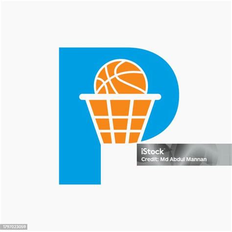 편지 P 농구 로고 개념입니다 바구니 공 Logotype 상징 벡터 템플릿 Championship에 대한 스톡 벡터 아트 및 기타 이미지 Championship 경기