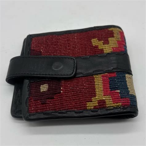 Vintage Bags Vintage Turkish Kilim And Leather Bifold Wallet