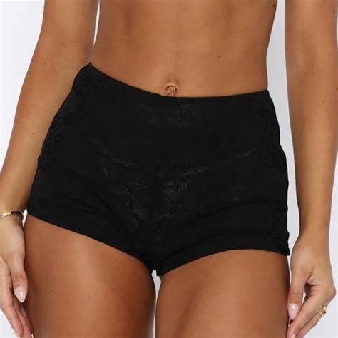 White Fox Dance The Way Lace Booty Shorts Black Depop
