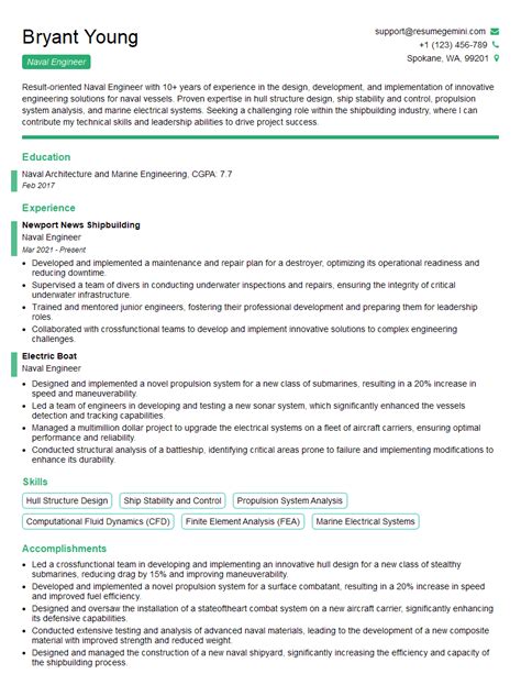 Naval Engineer Resume Template Resumegemini Online Resume Builder