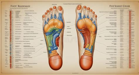 Foot Reflexology Chart Showing Pressure Points And Organs With Detailed