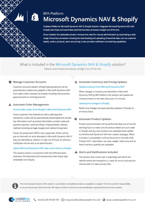 Shopify Microsoft Dynamics Nav Integration Solution Codeless Platforms