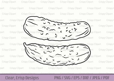 Dill Pickle Outline Svg Pickles Clipart Salty Food Pickle Vector Art