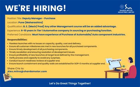 Sharda Motor Industries Ltd On Linkedin Hiringalert Hiring Pune