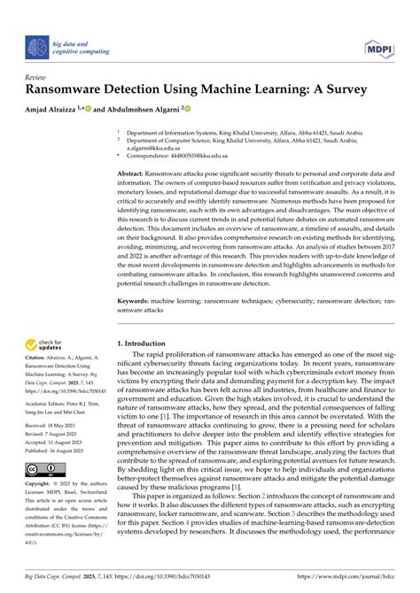 Pdf Ransomware Detection Using Machine Learning A Survey