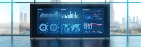 a large screen displaying a dashboard with various charts and graphs symbolizing data analysis