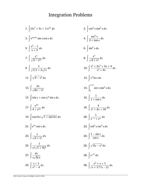 Integration Problems Integration Problems