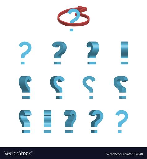 Sheet Of Sprites Rotation Cartoon D Question Vector Image
