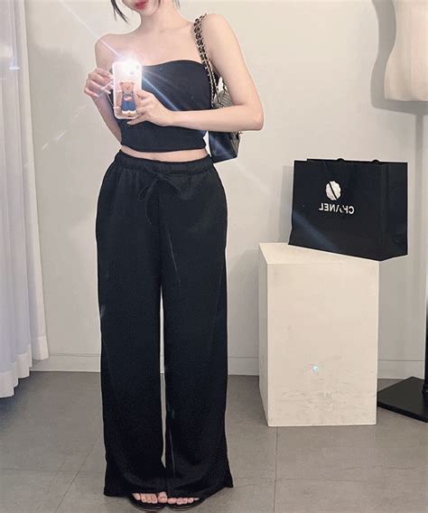 튜브탑 와이드팬츠 세트 에이블리