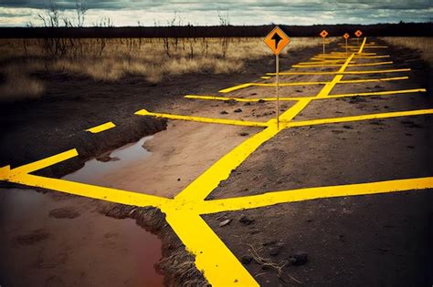 Premium Photo Yellow Markers On Ground Indicating Raised Gas Pipeline