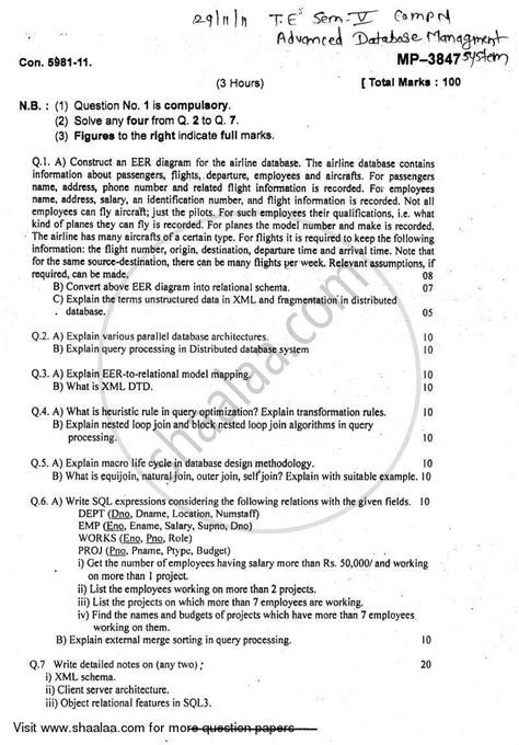Advanced Database Management Systems 2011 2012 Be Computer Engineering Semester 5 Te Third Year