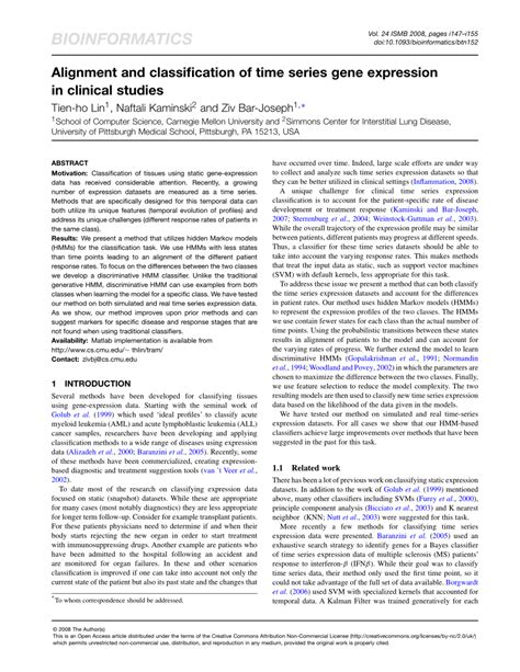 Pdf Alignment And Classification Of Time Series Gene Expression In