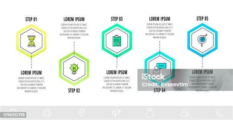 벡터 인포그래픽 육각형은 5단계입니다 평면 템플릿은 다이어그램 웹 배너 워크플로 레이아웃 프레젠테이션에 사용할 수 있습니다 개념에 대한 스톡 벡터 아트 및 기타 이미지