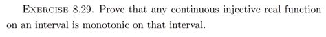 solved exercise 8 29 prove that any continuous injective