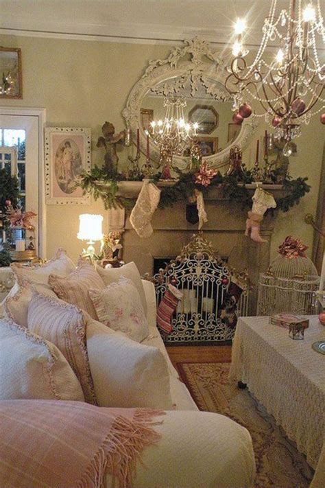 Shabby Holiday Christmas Living Rooms Shabby Chic Cottage Shabby Chic Living
