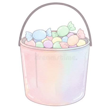 Pastel Rainbow Candy Filled Bucket Stock Illustration Illustration Of Colorful Celebration