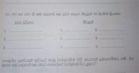 Science Homework Assignment Sinhala Medium