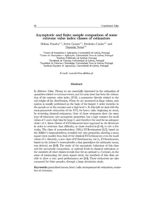 Pdf Asymptotic And Finite Sample Comparison Of Some Extreme Value