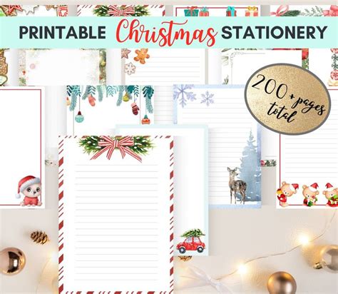 Printable Christmas Stationery Letter Paper Digital Download Christmas