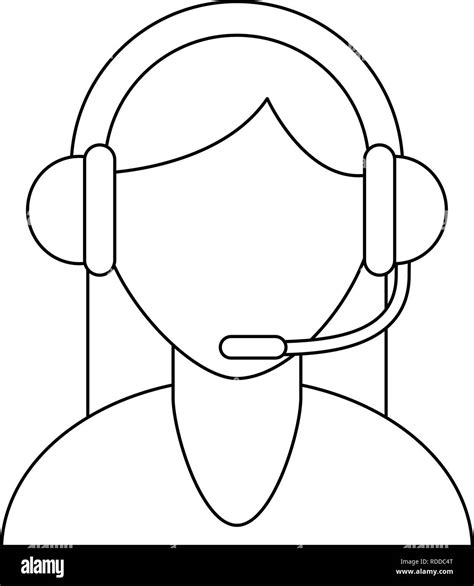 Call Center And Customer Service Black And White Stock Vector Image