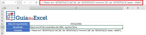 Função Texto Para Formatar Data No Excel Guia Do Excel