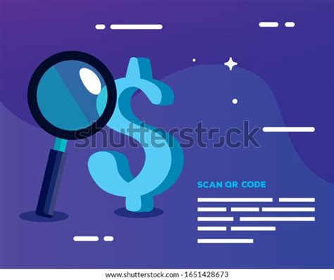 Scan Qr Code Magnifying Glass Symbol Stock Vector Royalty Free