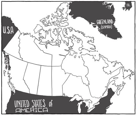 Blank Political Physical Map Of Canada