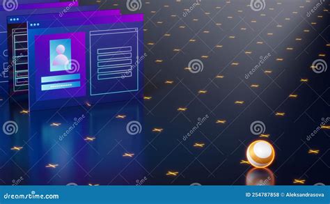 Stylized Web Pages And Interfaces Business And Technology Theme 3d Illustration Stock