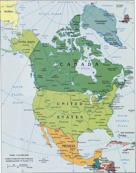 North America Cities Map Guide Of The World