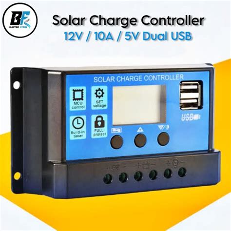 Solar Charge Controller 10amp Pwm Battery Charging Controller 12volt 10amp Dual Usb Port Lcd