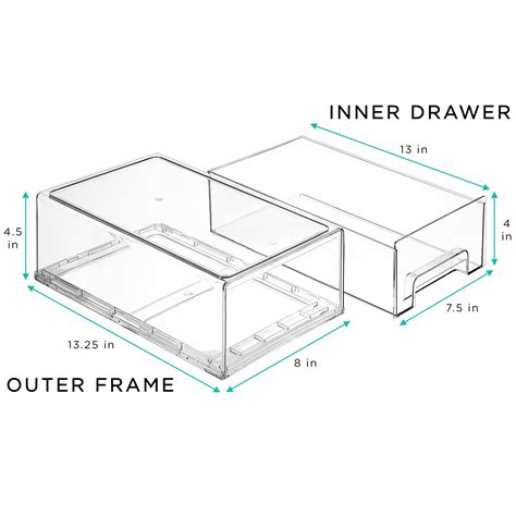 Sorbus Medium Clear Stackable Storage Drawers Plastic
