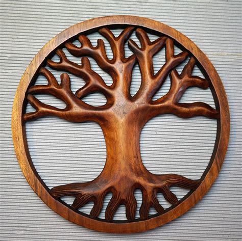 Hand Carved Wooden Tree Of Life Wall Art Decorative Panel