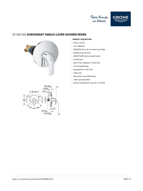 Eurosmart Shower Mixer 33556002 Pdf