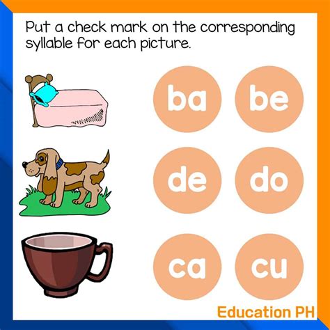 Kindergarten Worksheets Syllable Worksheet Education Ph