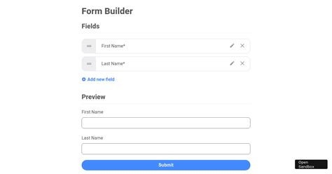 Form Builder Forked Codesandbox