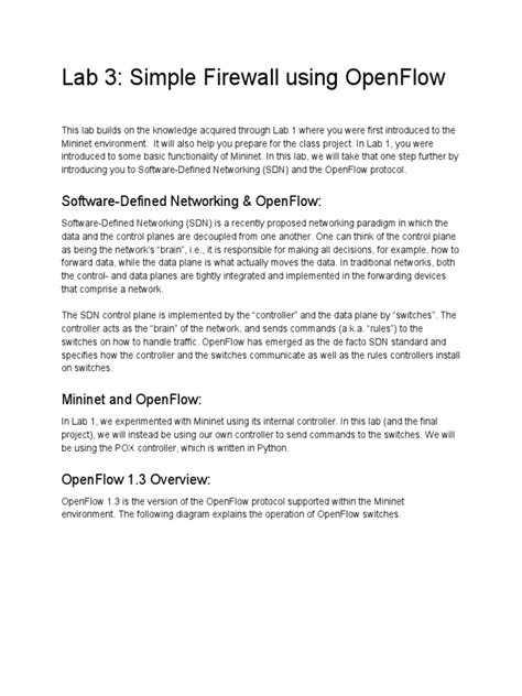 lab 3 simple firewall using openflow software defined networking and openflow pdf computer