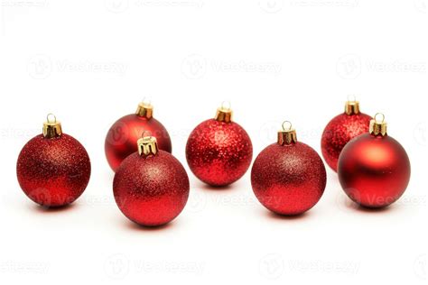 Festive Collection Of Red Christmas Ornaments Isolated On A Clean White