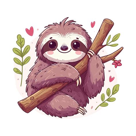 Premium Vector Cute Sloth Cartoon Vector On White Background