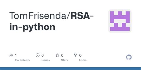 GitHub TomFrisenda RSA In Python